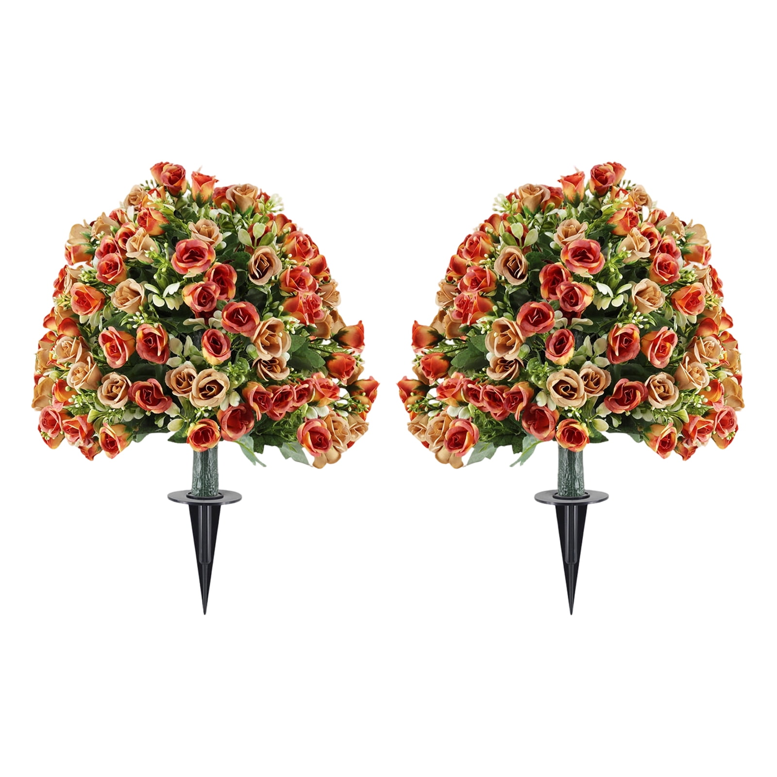 2-Pack Artificial Mini Rose Topiary Stakes - 23.6 Inch Pink Floral Faux ...