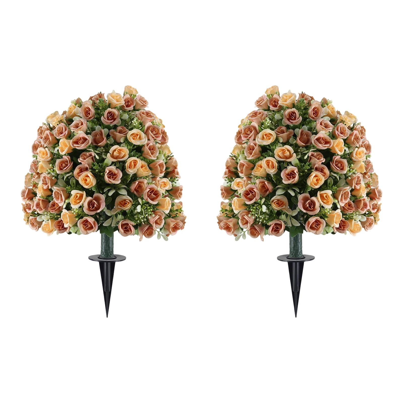 2-Pack Artificial Mini Rose Topiary Stakes - 23.6 Inch Pink Floral Faux ...