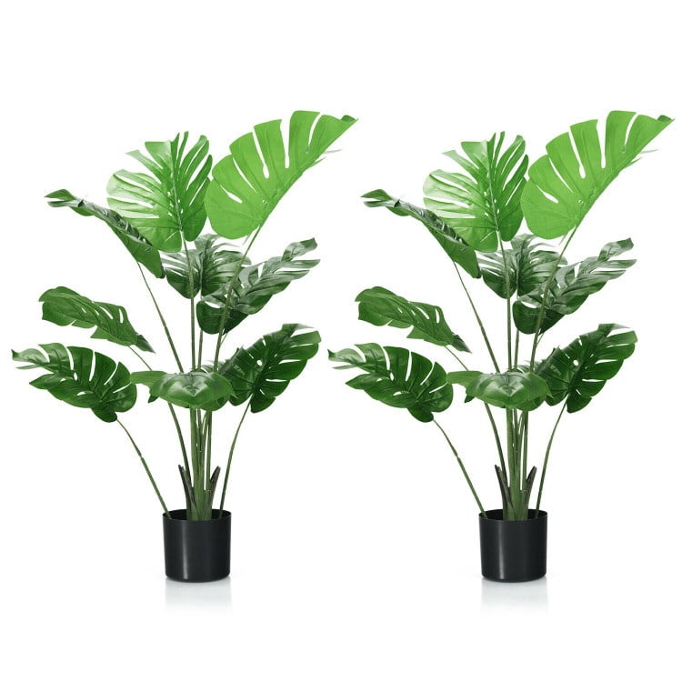 2 Pack Artificial Monstera Deliciosa Tree with 10 Leaves of Different ...