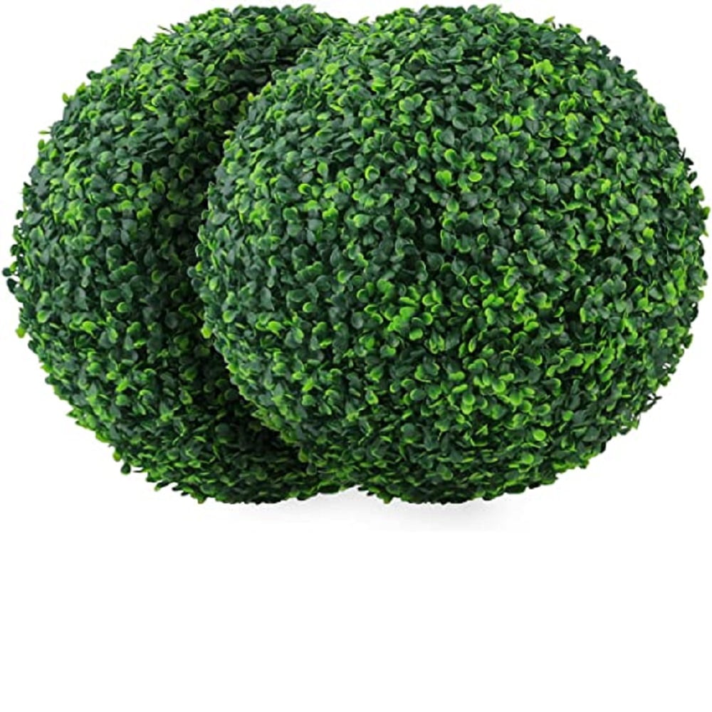 2 Pack Artificial Plant Topiary Ball Green Grass Decorative Balls Round ...