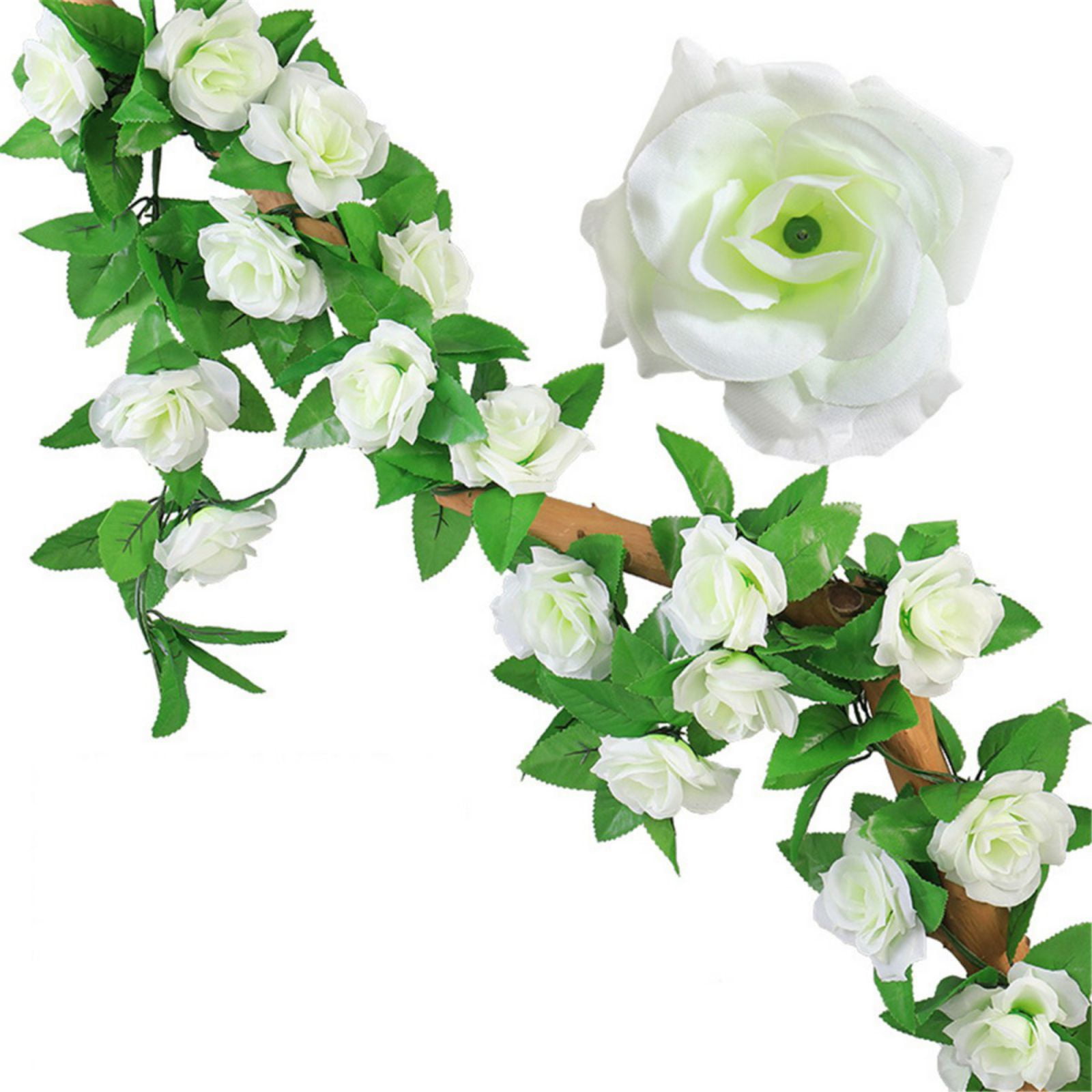 2 Pack Artificial Rose Vine Flowers Plants Fake Flower Vine for Wedding ...