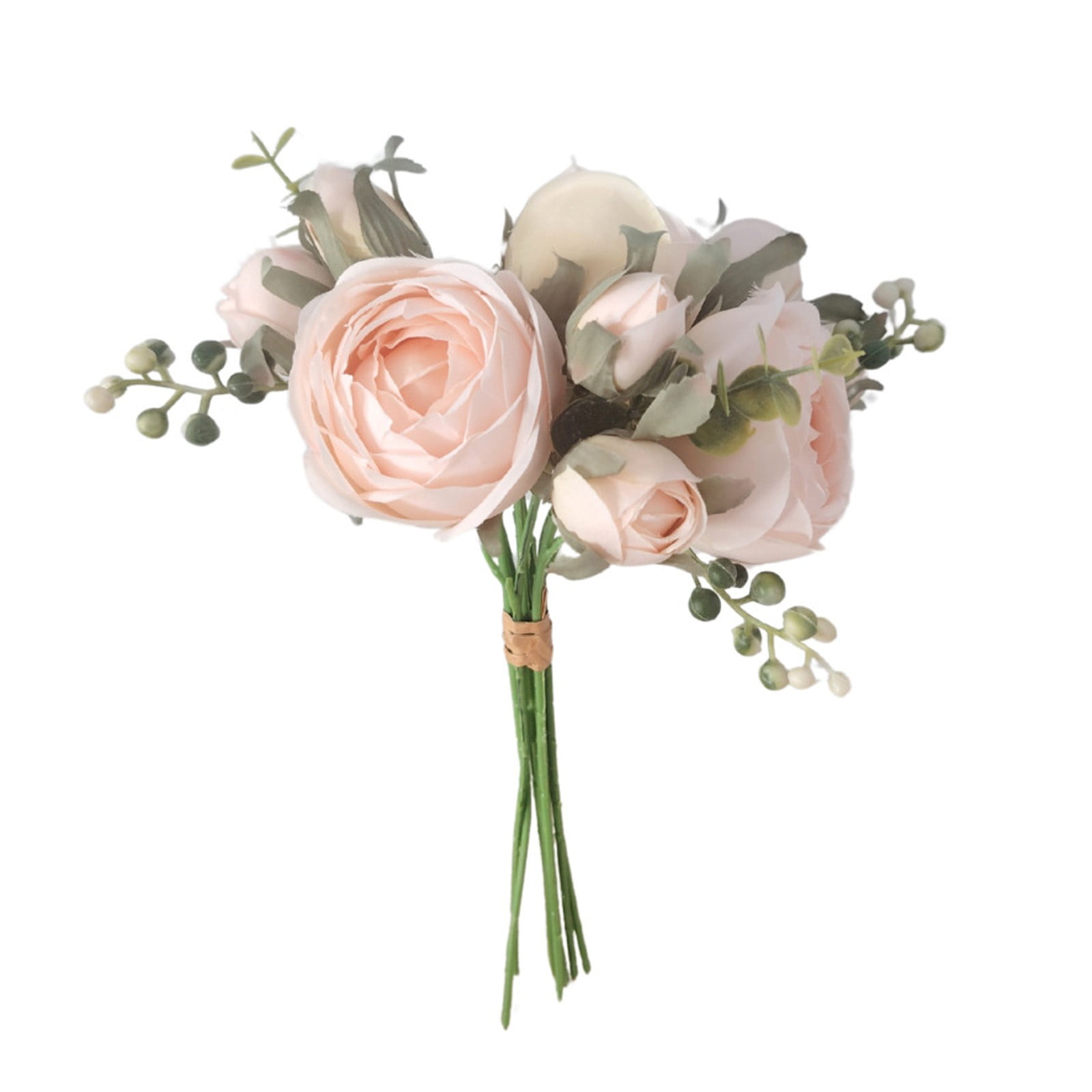 2 Pack Artificial Silk Rose Bouquets - 12 Inch Realistic Pink Roses ...