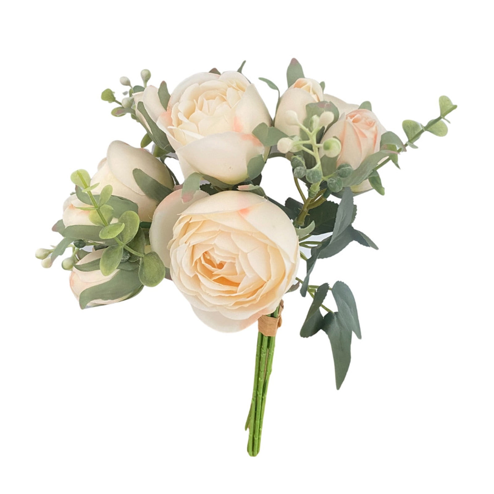 2 Pack Artificial Silk Rose Bouquets - 12 Inch Realistic Pink Roses ...