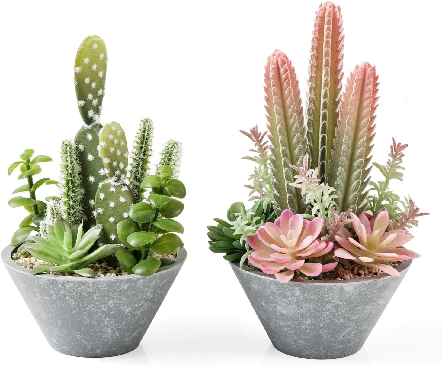 2-Pack Artificial Succulent Plants in Vintage Plastic Pots - Waterproof ...