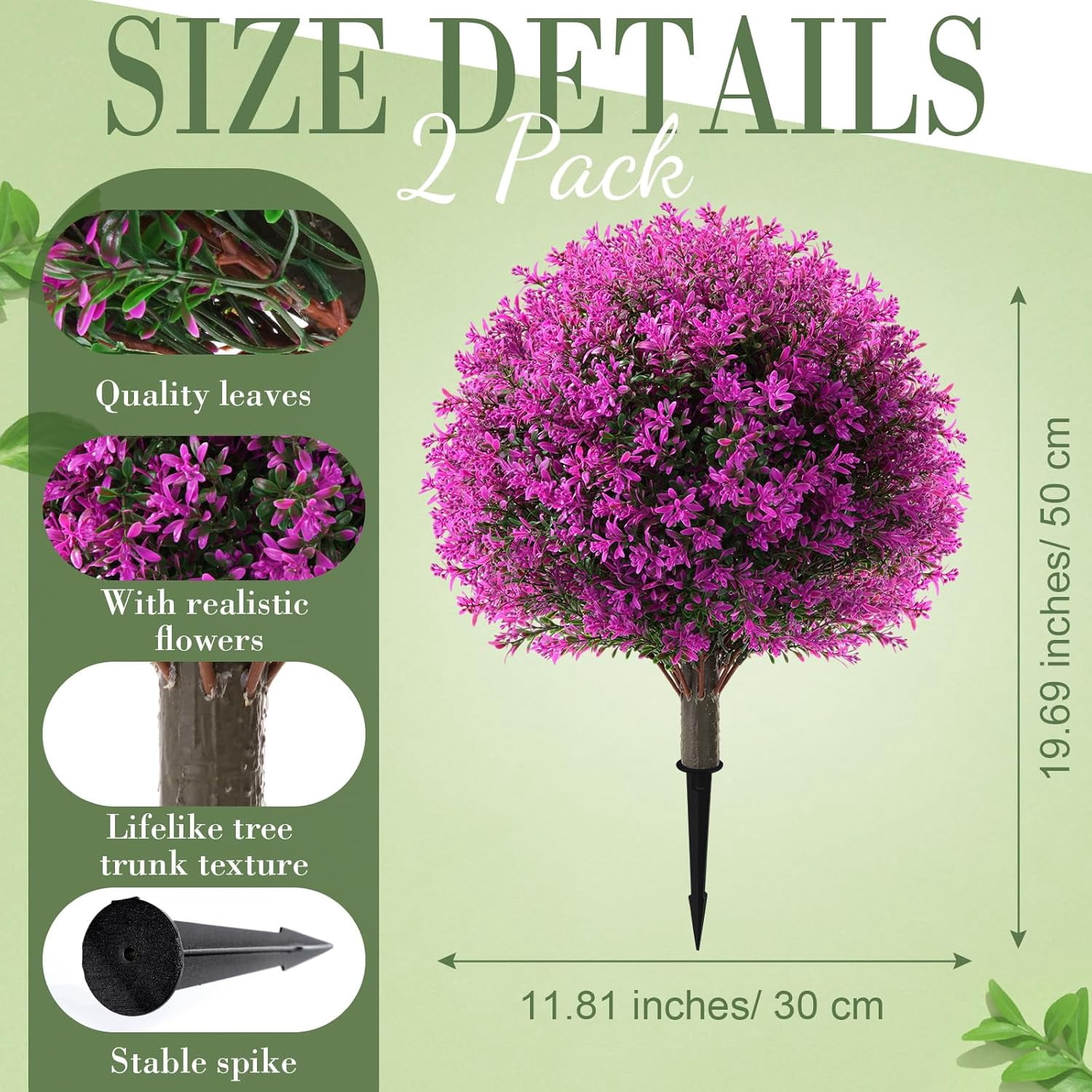 2 Pack Artificial Topiary Ball Trees, 20'' Faux Bushes for Front Porch ...