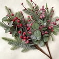 2 Pack Artificial Winter Christmas Flowers with Cedar Needles and Red ...