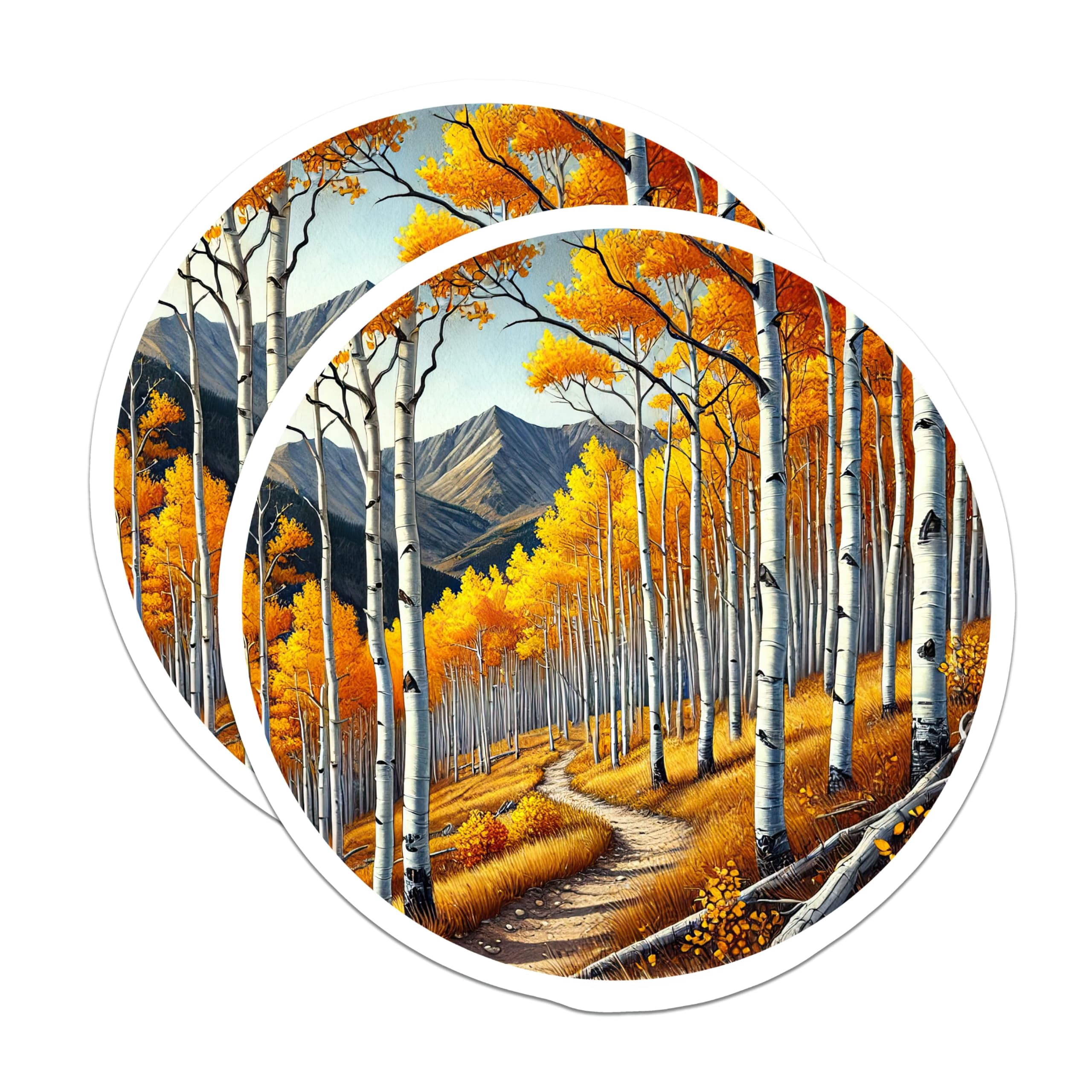 (2 Pack) Aspen Tree Stickers - Fall Forest Scenery - Autumn Landscape ...