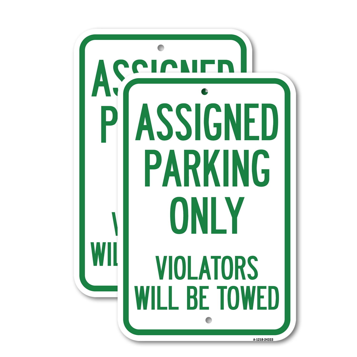(2 Pack) Assigned Parking Only Violators Will Be Towed | 12" X 18 ...