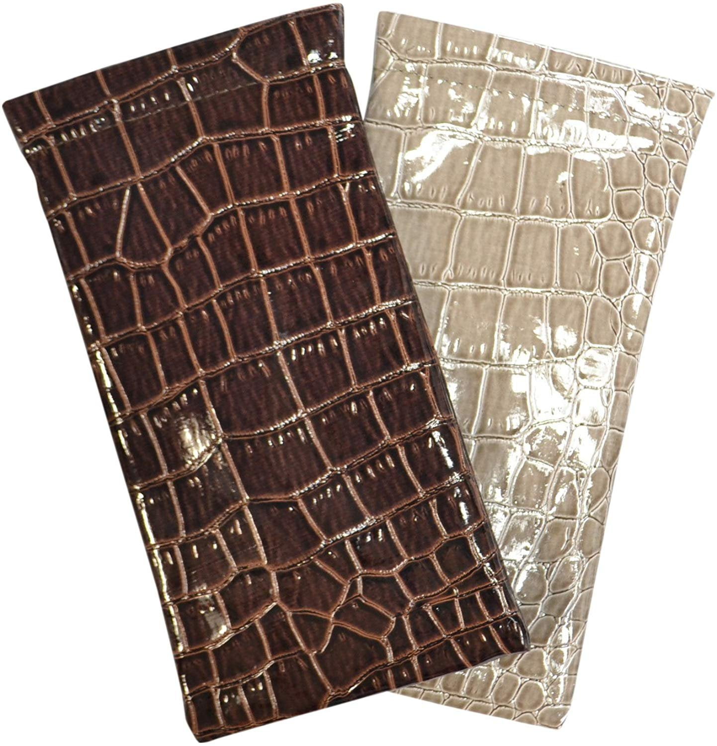 2 Pack Assorted Patent Leather Eyeglass Case Spring Top Faux Croco ...