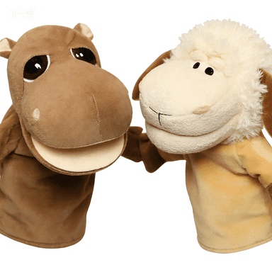 2-Pack Assorted Zoo Animal Hand Puppets for Kids, Soft Stuffed Plush ...