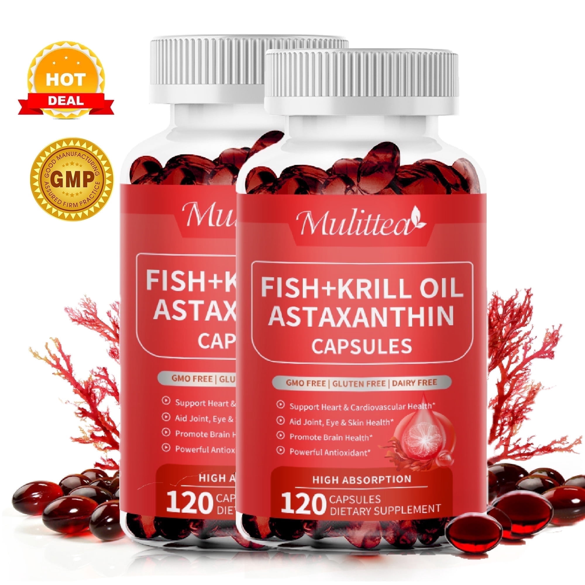 (2 Pack) Antarctic Krill Oil Pill - Astaxanthin Capsule - Omega-3 EPA ...