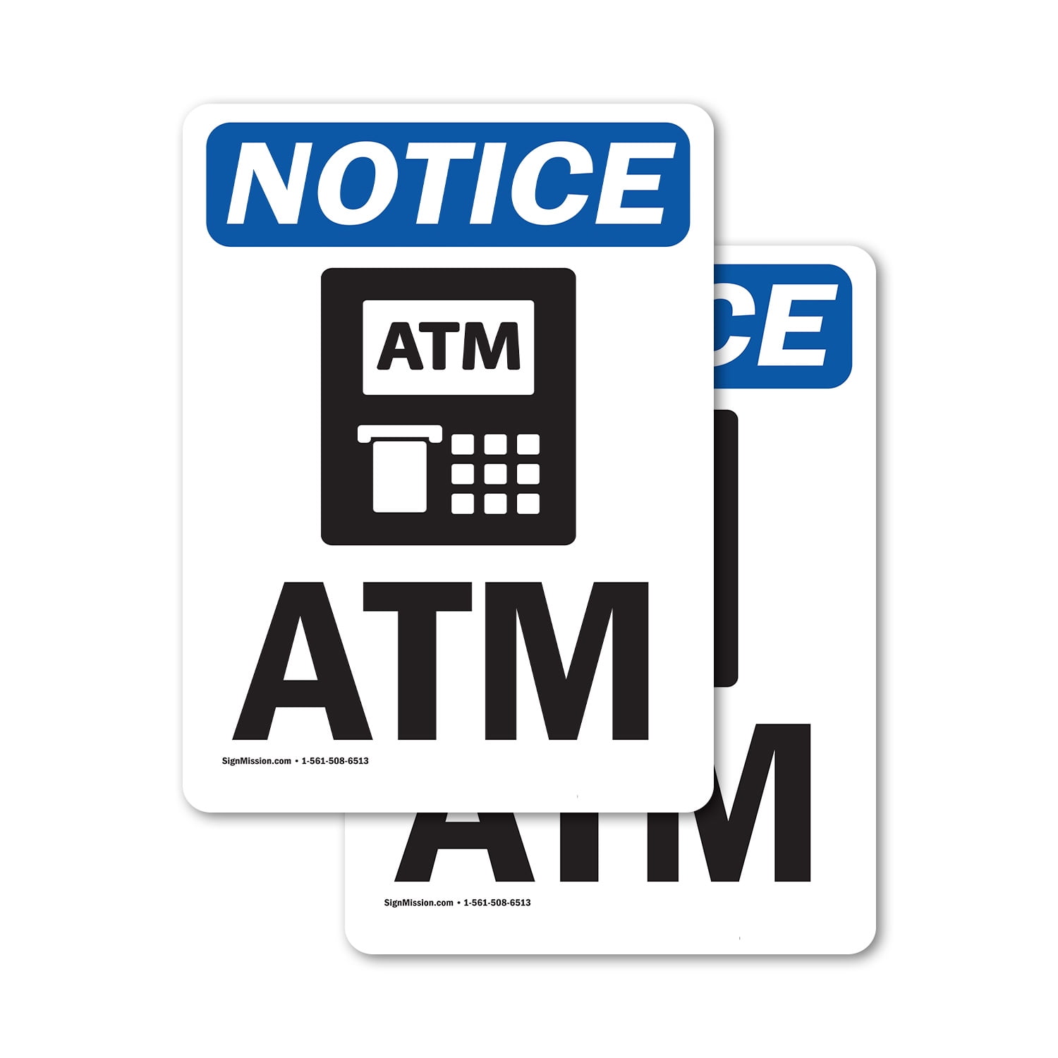 (2 Pack) Atm Sign With Symbol OSHA Notice Sign 7 Inch X 10 Inch Vinyl ...
