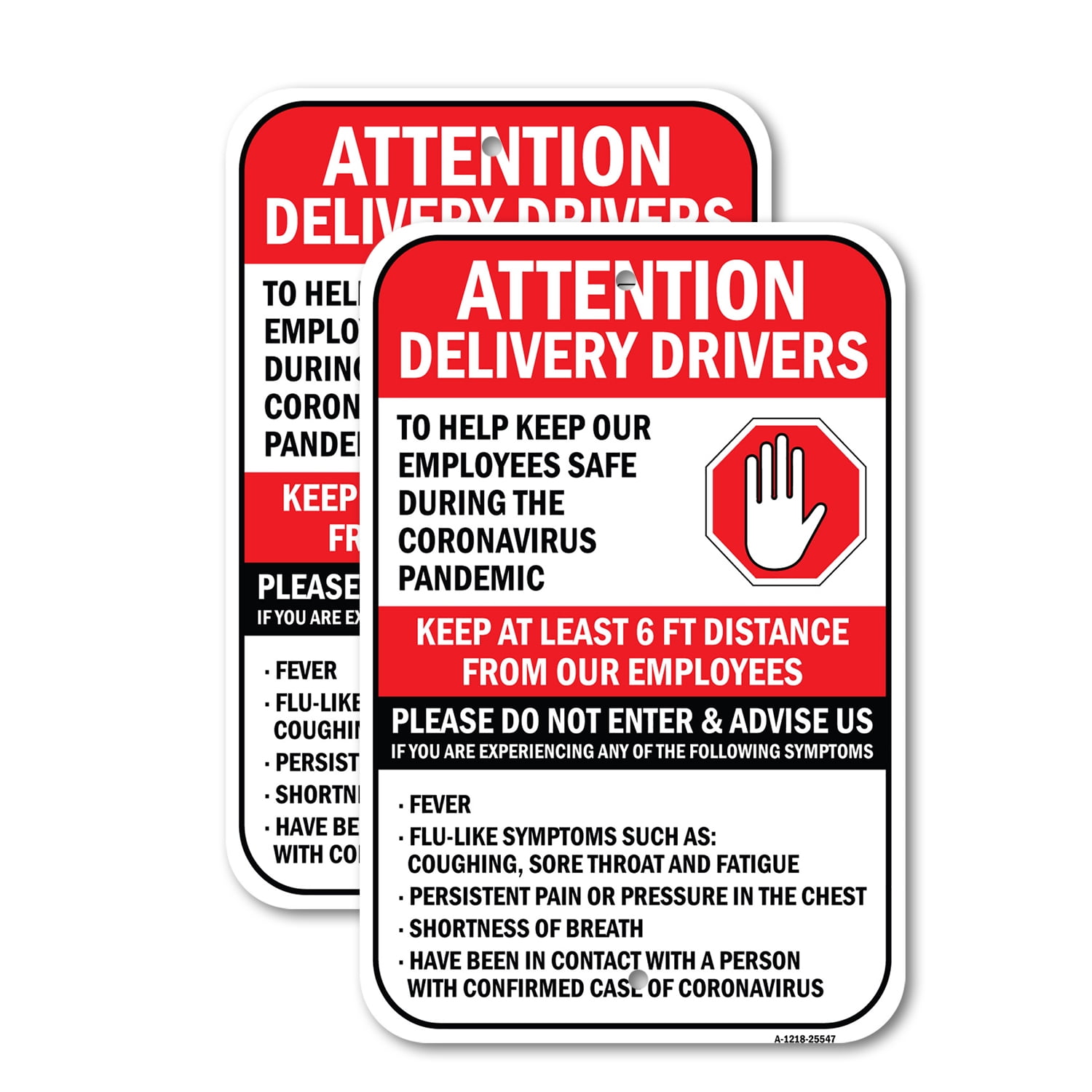 (2 Pack) Attention Delivery Drivers Please Do Not Enter | 18" X 24 ...
