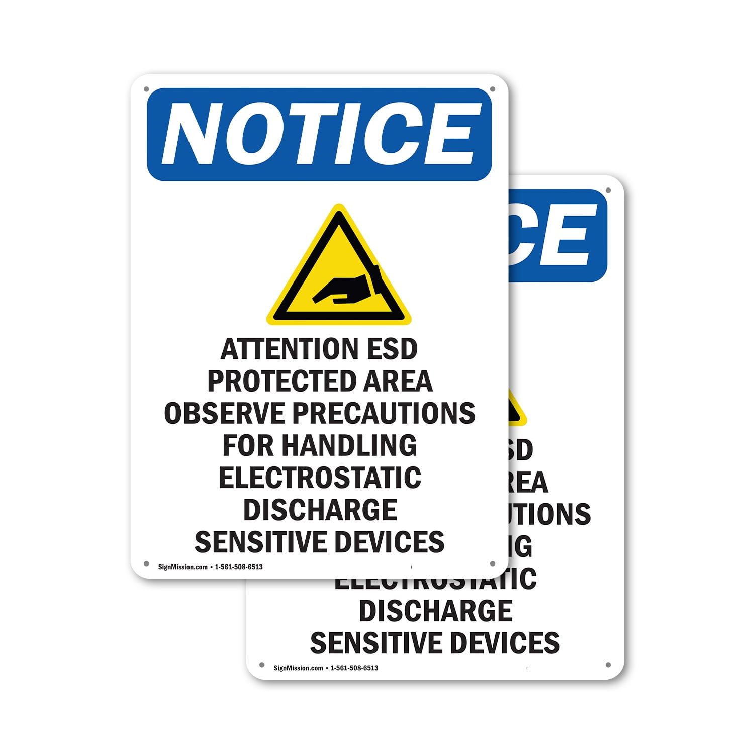 (2 Pack) Attention ESD Protected OSHA Notice Sign 18 Inch X 24 Inch ...