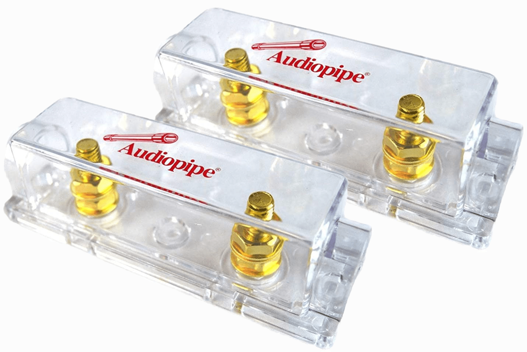 2 Pack Audiopipe Heavy Duty ANE ANL 24 Kt Gold Finish Fuse Holder Block ...