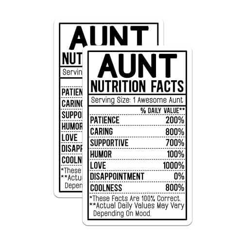 (2 Pack) Aunt Nutrition Facts Magnets - Funny Aunt Quote - Family ...