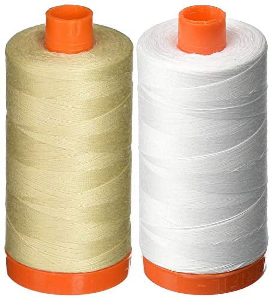 2-Pack - Aurifil 50WT - Light Beige + White, Solid - Mako Cotton Thread ...