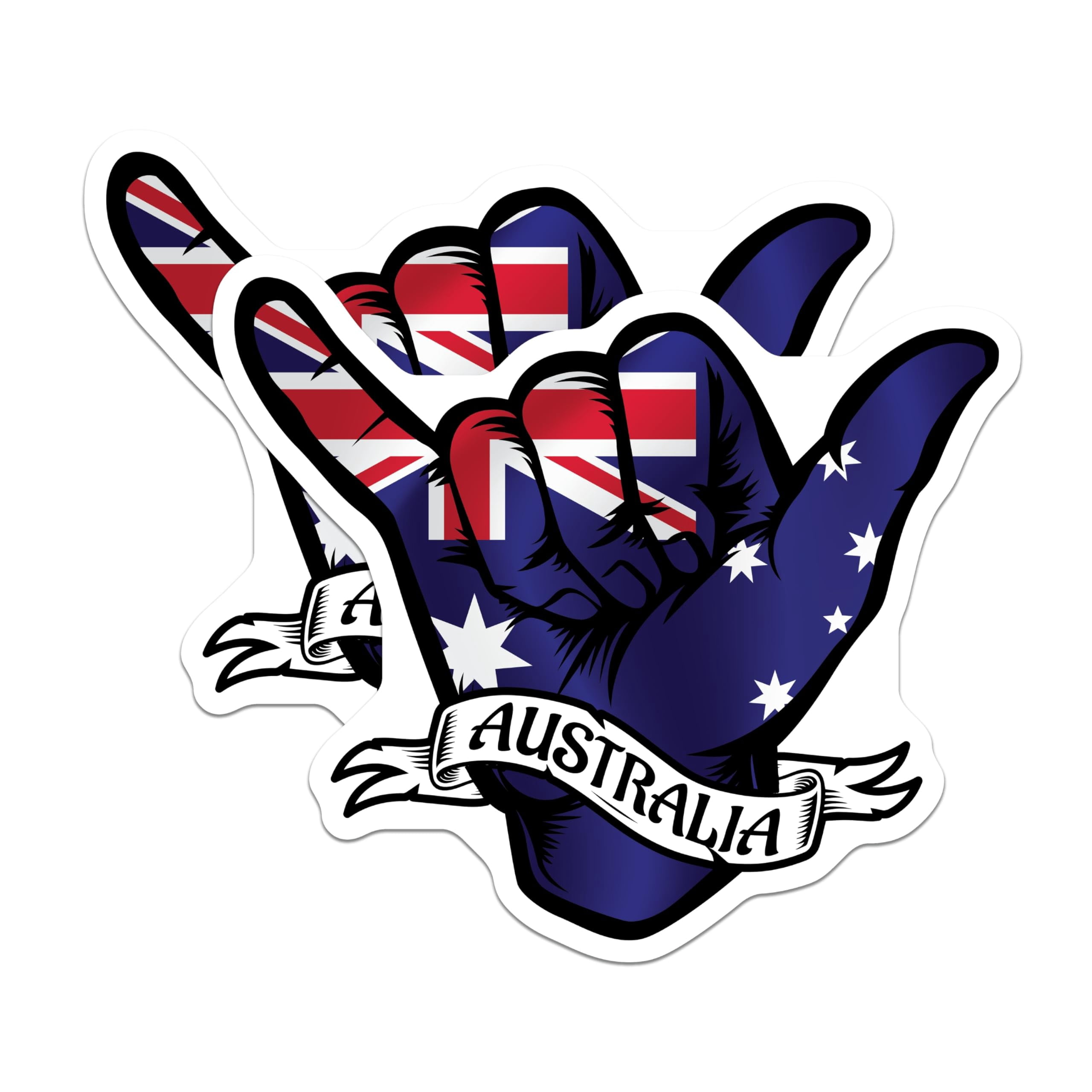 (2 Pack) Australia Shaka Stickers - Australian Flag - Hang Loose ...