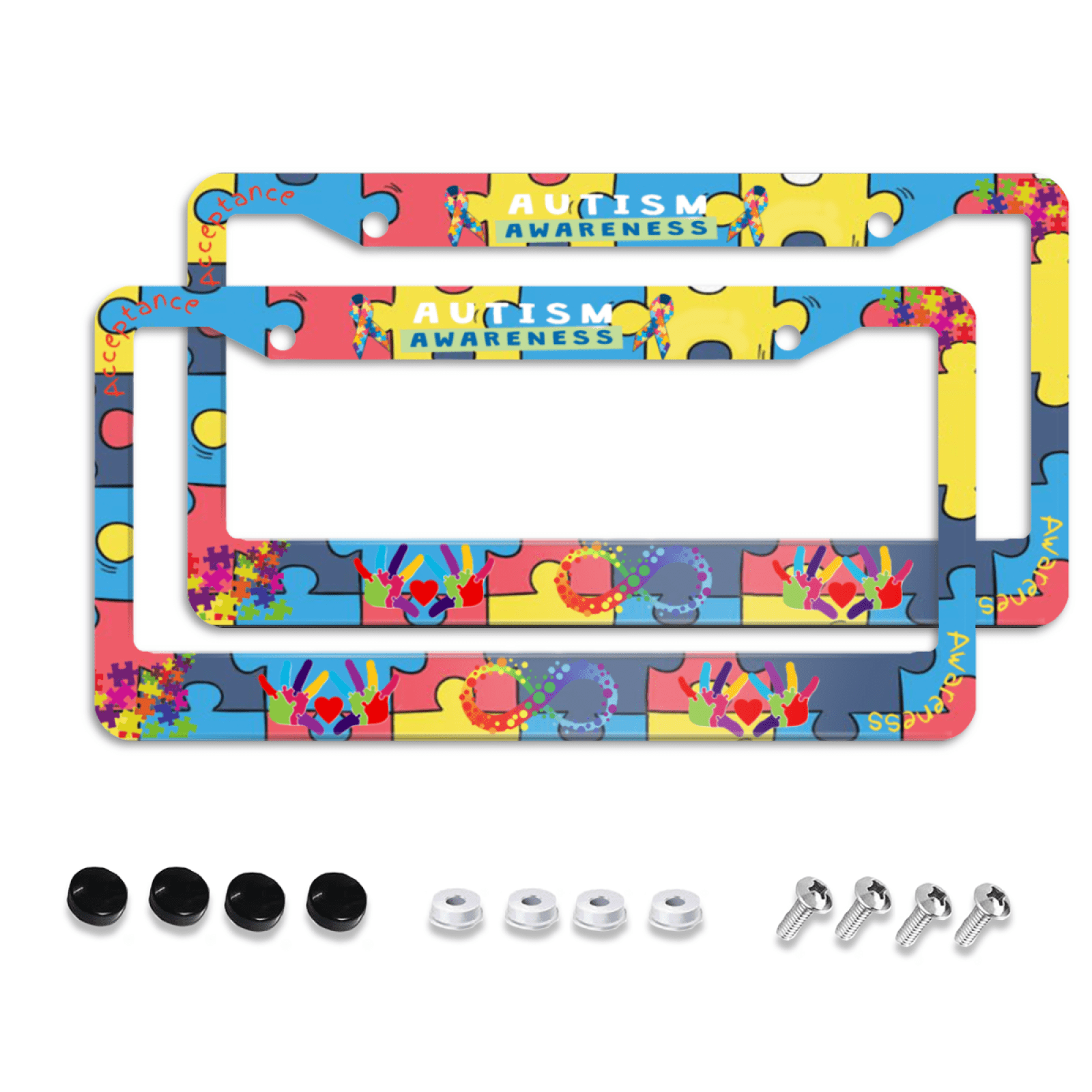 2 Pack Autism Awareness Car License Plate Frame Holder - Universal ...