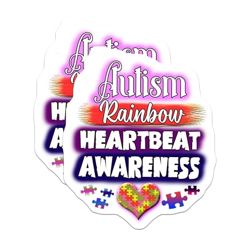 (2 Pack) Autism Awareness Magnets - Heartbeat Rainbow Logo - Puzzle ...