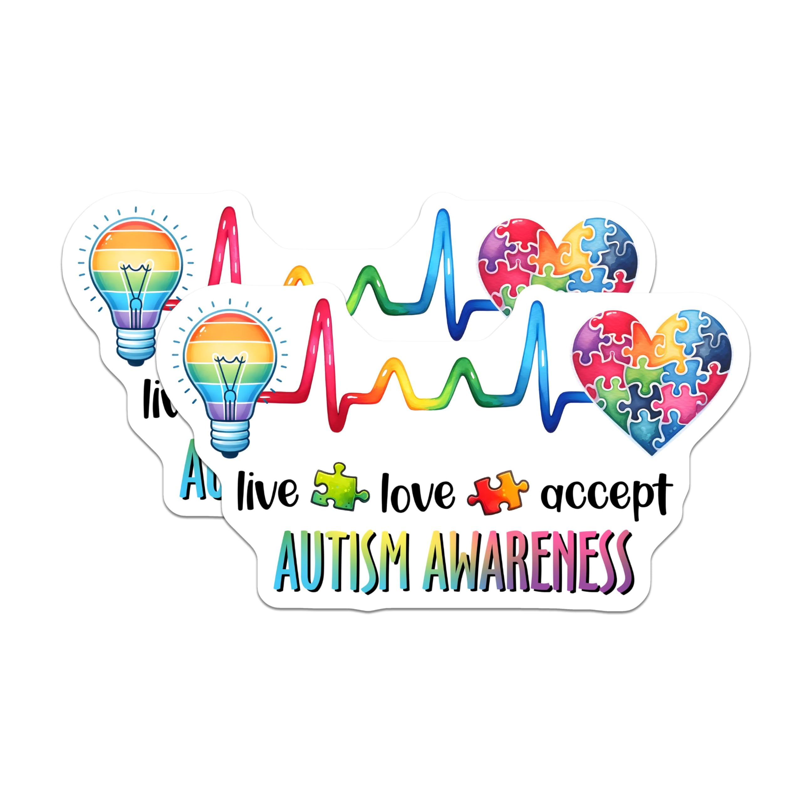 (2 Pack) Autism Awareness Magnets - Live Love Accept Magnets - Autism ...