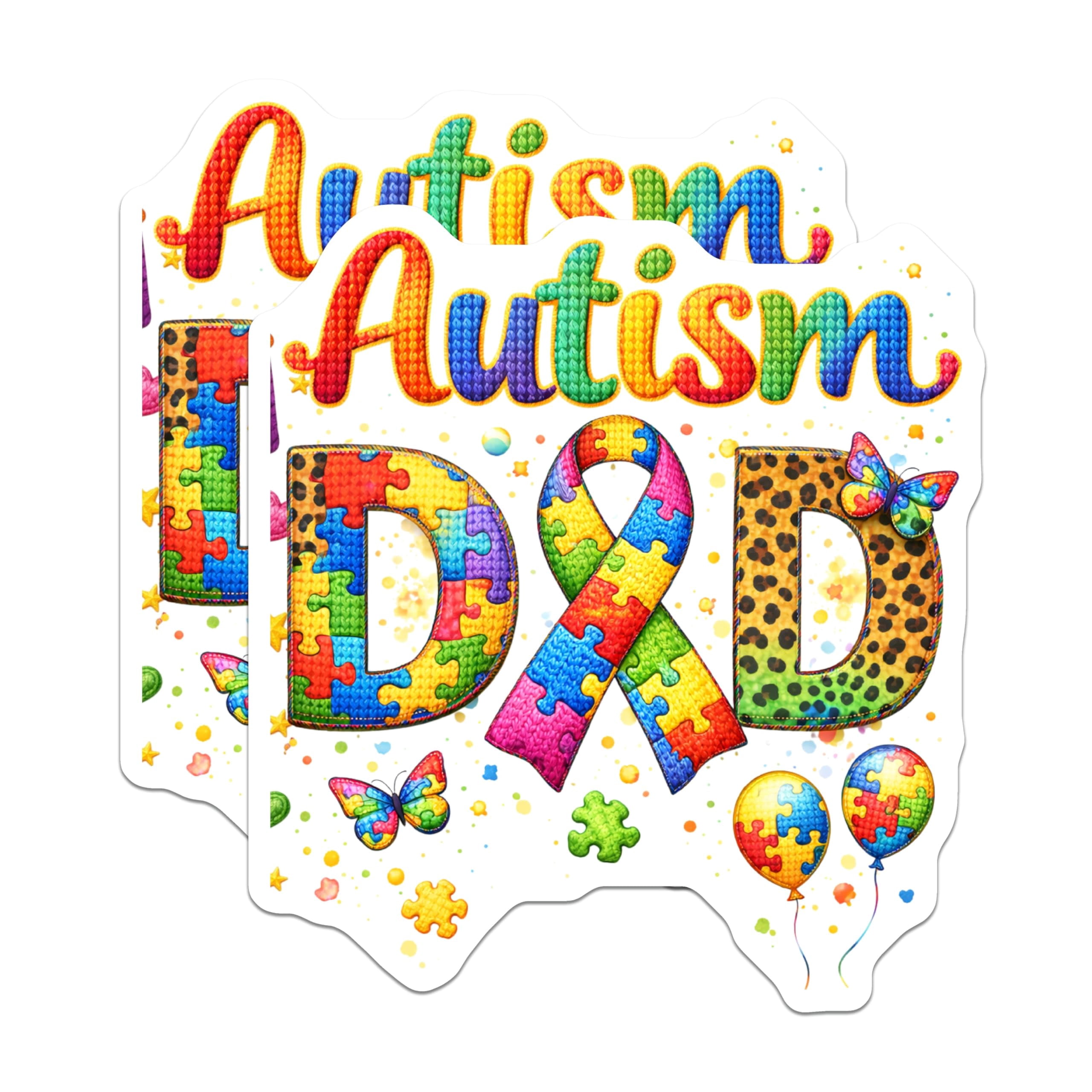 (2 Pack) Autism Dad Stickers - Puzzle Piece Awareness - Support ...