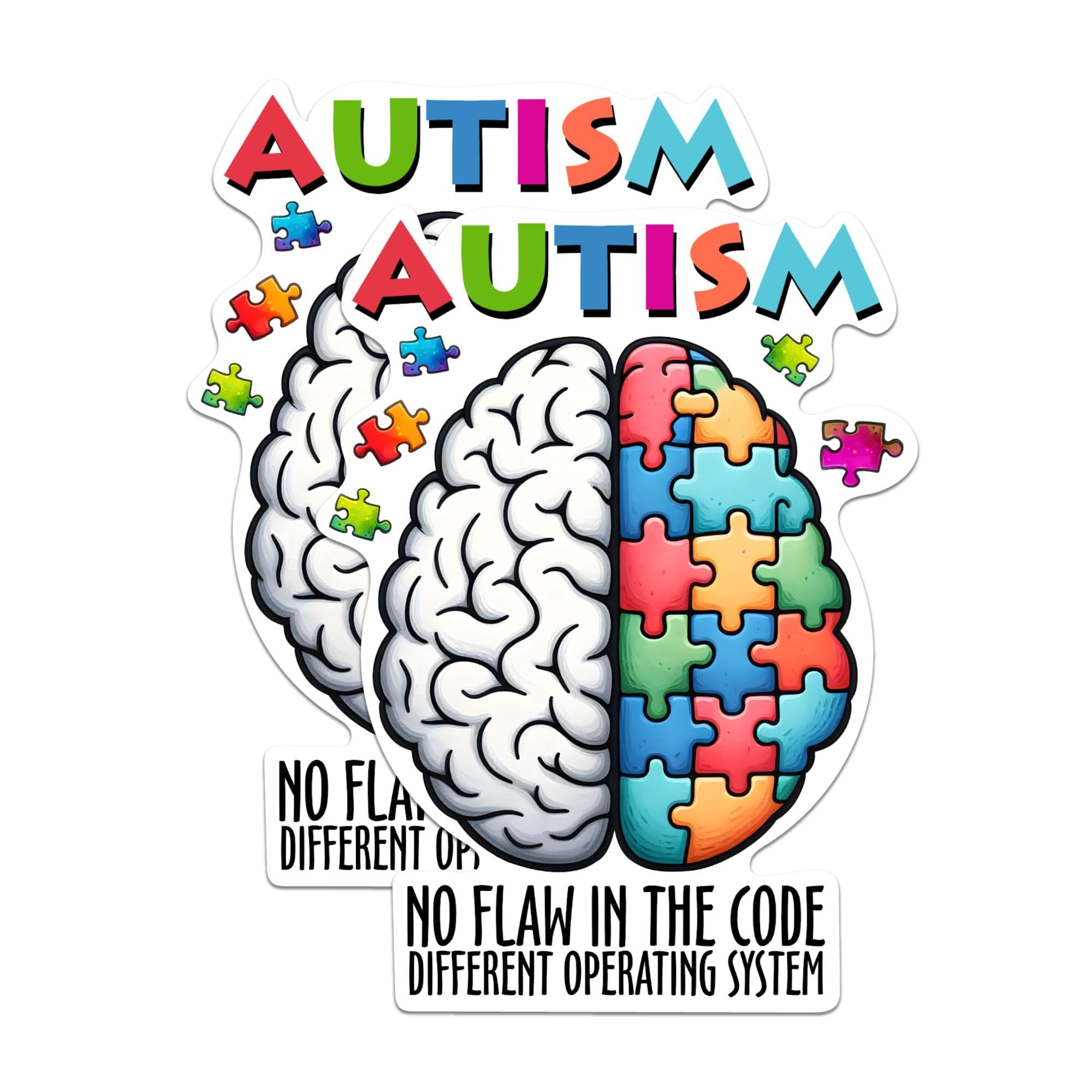 (2 Pack) Autism No Flaw in The Code Different Operating System Stickers ...
