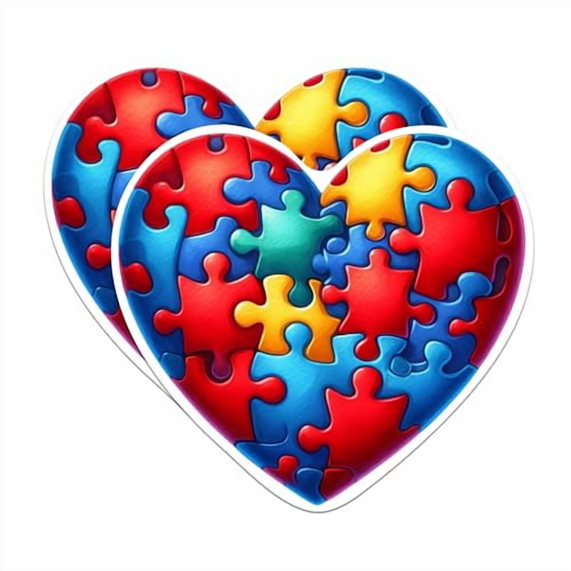 (2 Pack) Autism Puzzle Piece Heart Shaped Magnets - 5 Inches On Longest ...