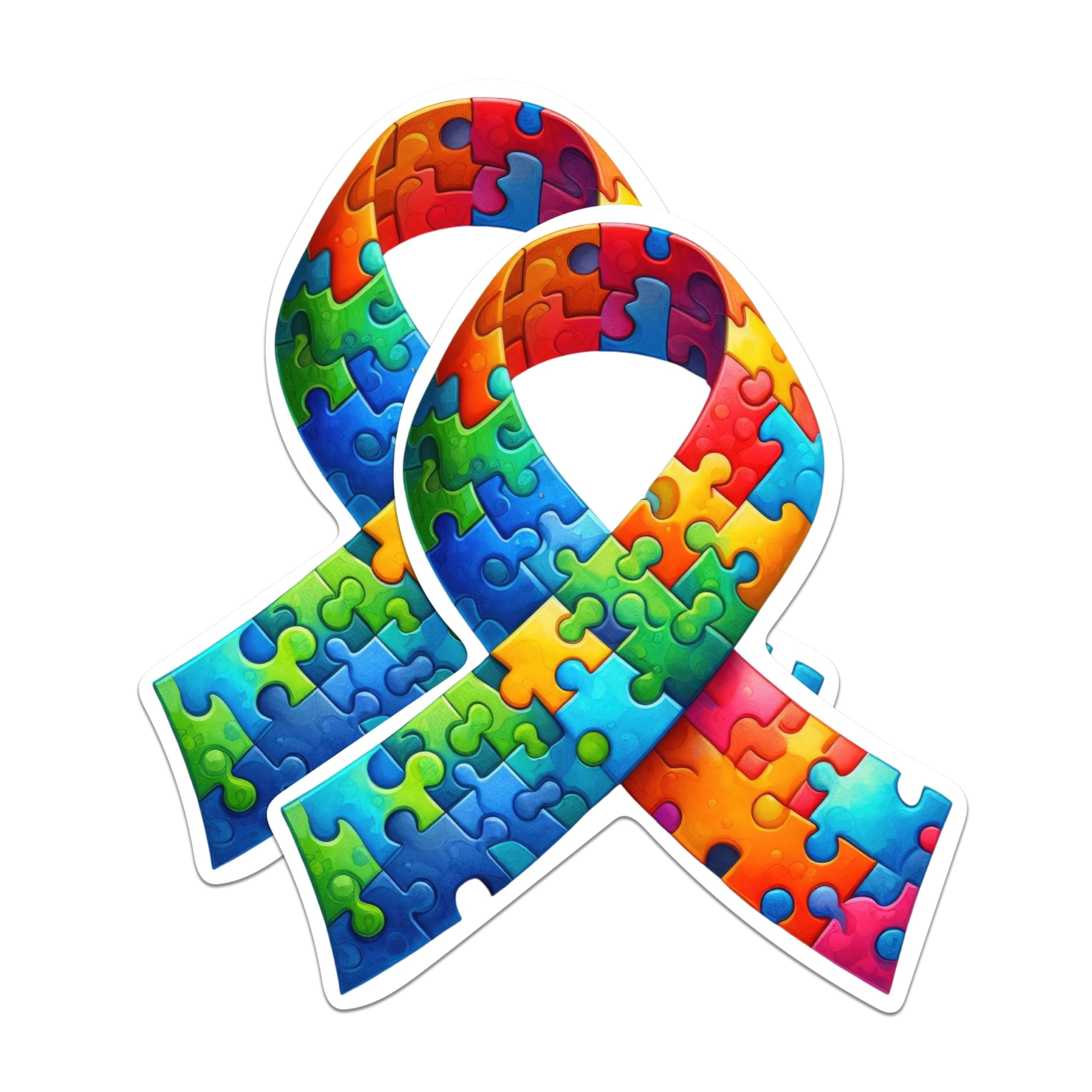 (2 Pack) Autism Ribbon Stickers - Autism Awareness Sticker 5 Inches On ...