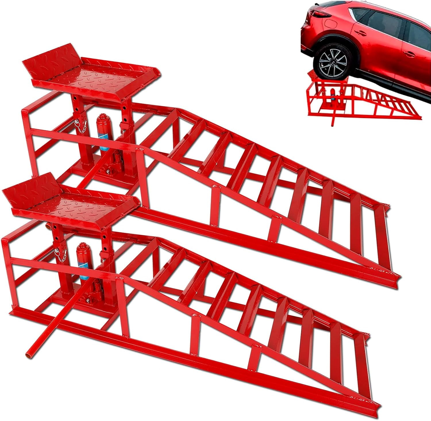 2 Pack Auto Car Truck Service Ramps, 5 Ton Low Profile Hydraulic Car ...