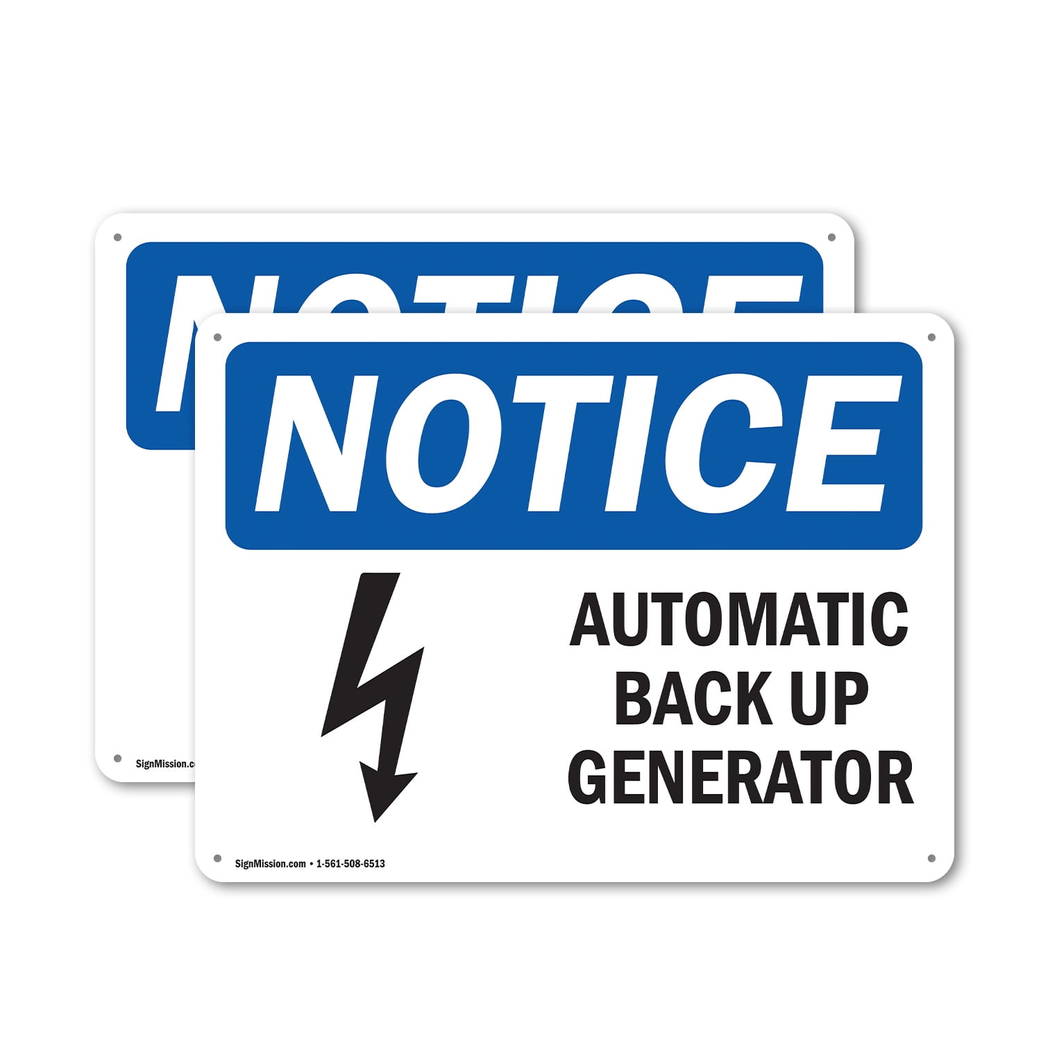 (2 Pack) Automatic Back Up Generator OSHA Notice Sign 24 Inch X 18 Inch ...