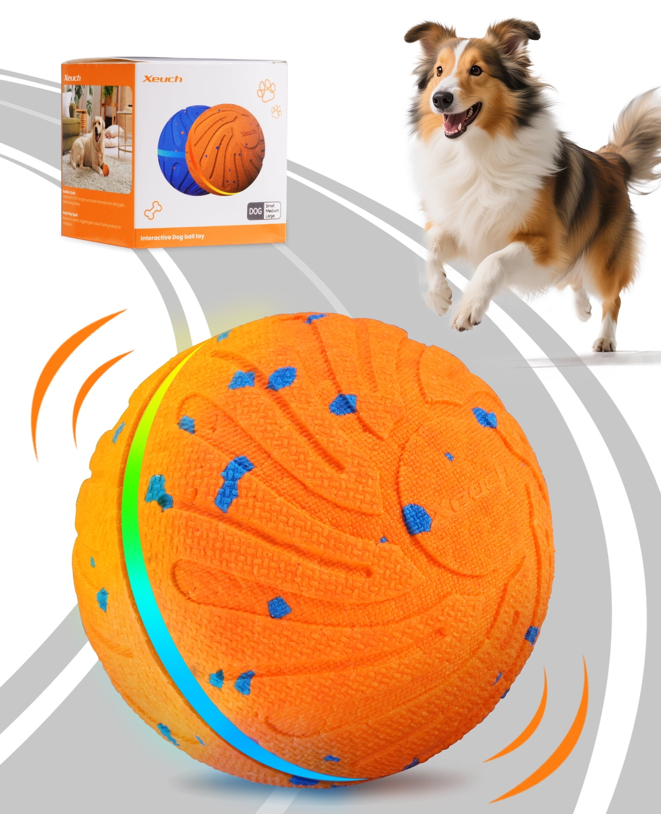 2 Pack Automatic Balls for Dogs, Self Rolling Dog Toy with 3 Light ...