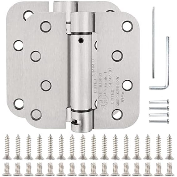 2 Pack Automatic Self-Closing Door Hinges Satin/Brushed Nickel Spring ...