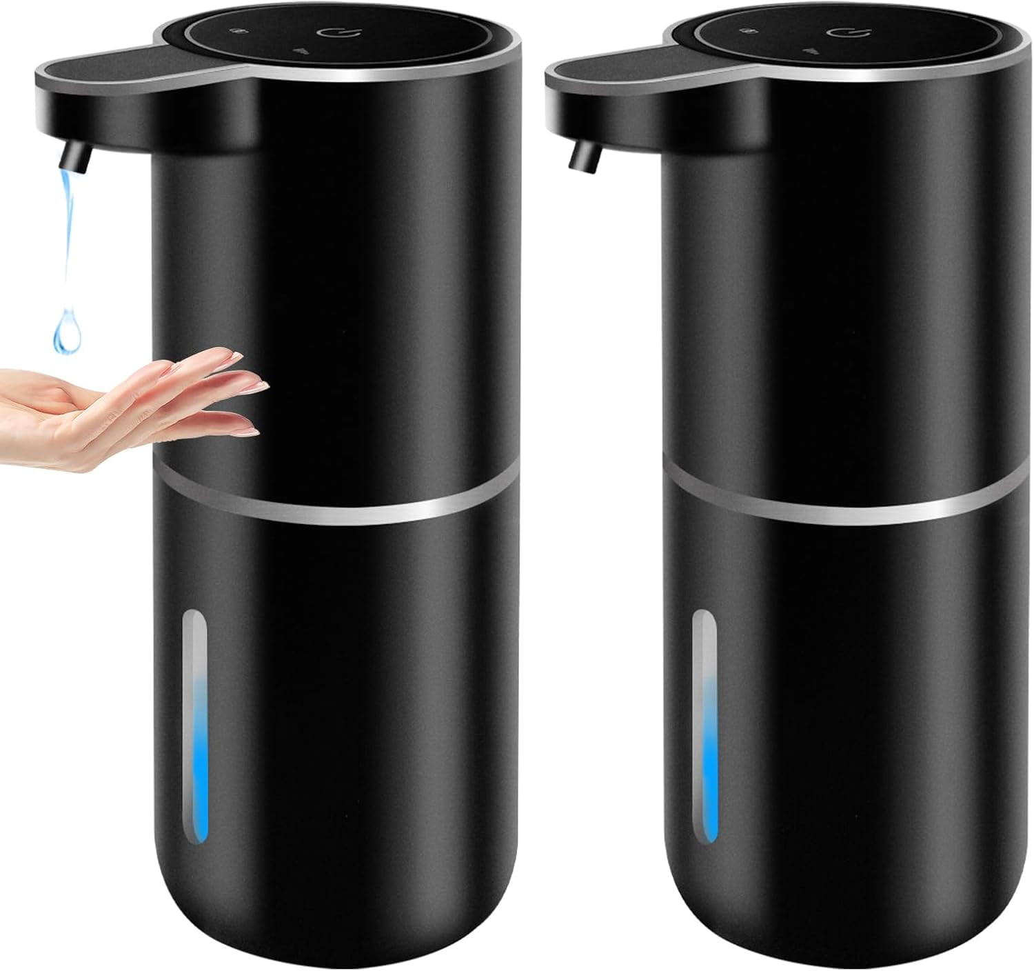 2 Pack Automatic Soap Dispenser,12.8oz/380ml USB Rechargeable 4 Level ...