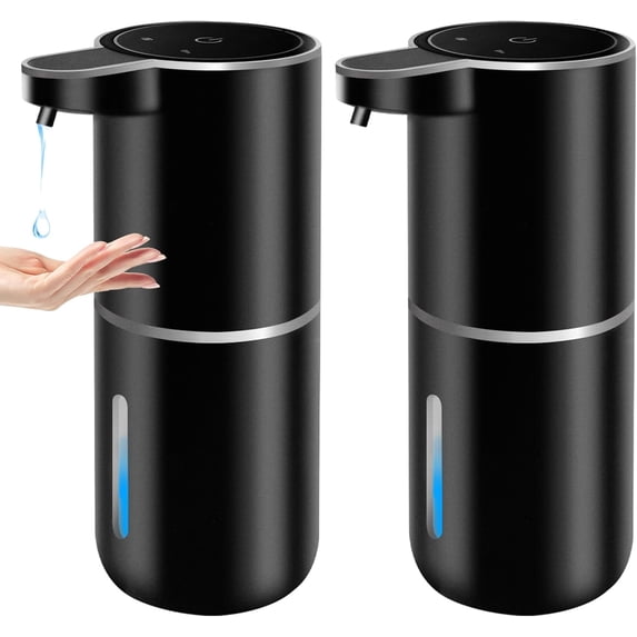 2 Pack Automatic Soap Dispenser,12.8oz/380ml USB Rechargeable 4 Level ...