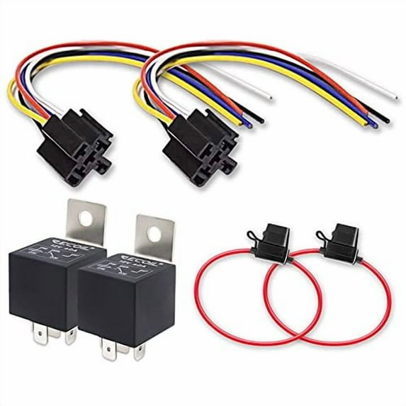 2 Pack Automotive 5-Pin 30/40A 12V SPDT Relays with Interlocking Relay ...