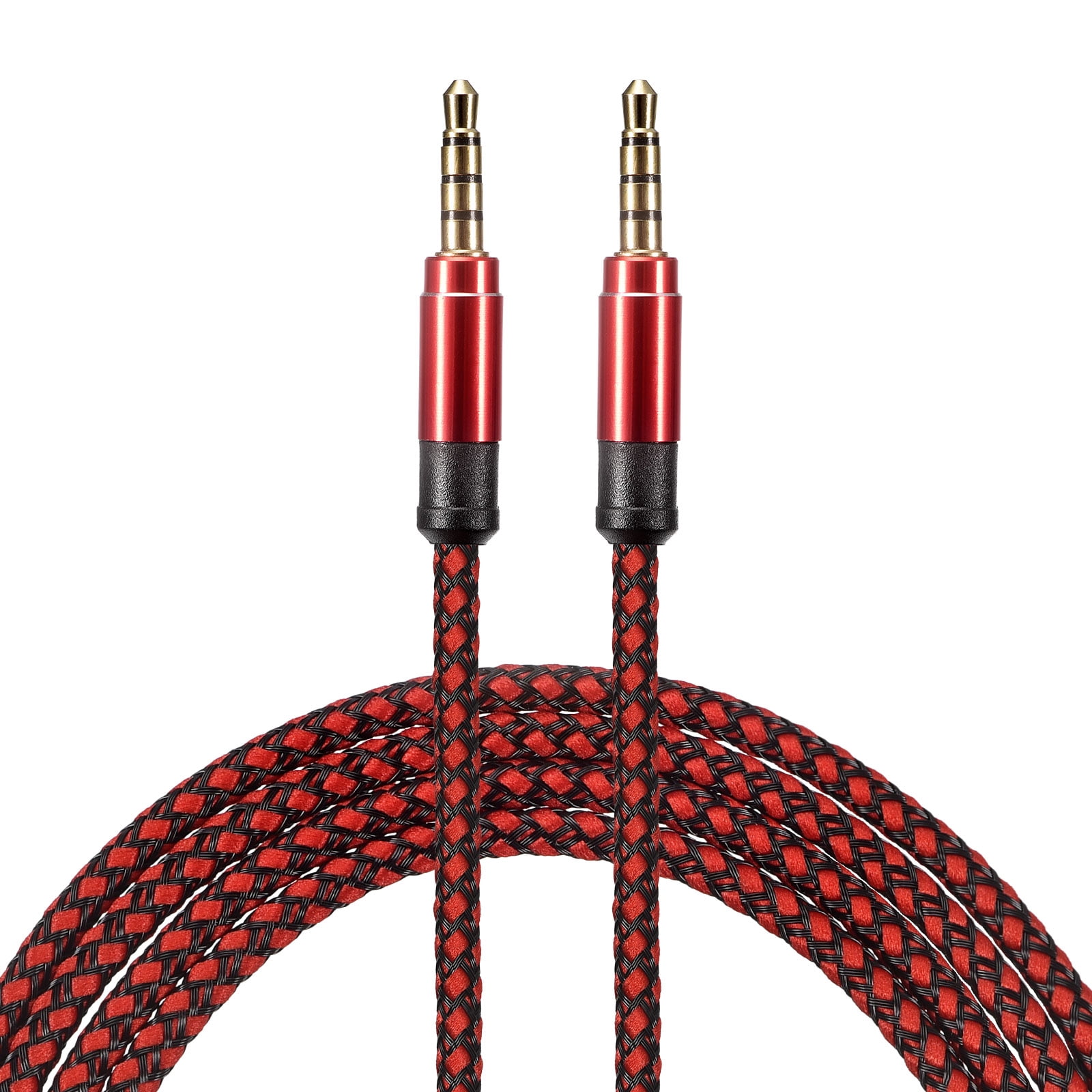 2 Pack Aux Cable 3.5mm Male to Male Nylon Braided 10Ft 4 Pole Hi-Fi ...