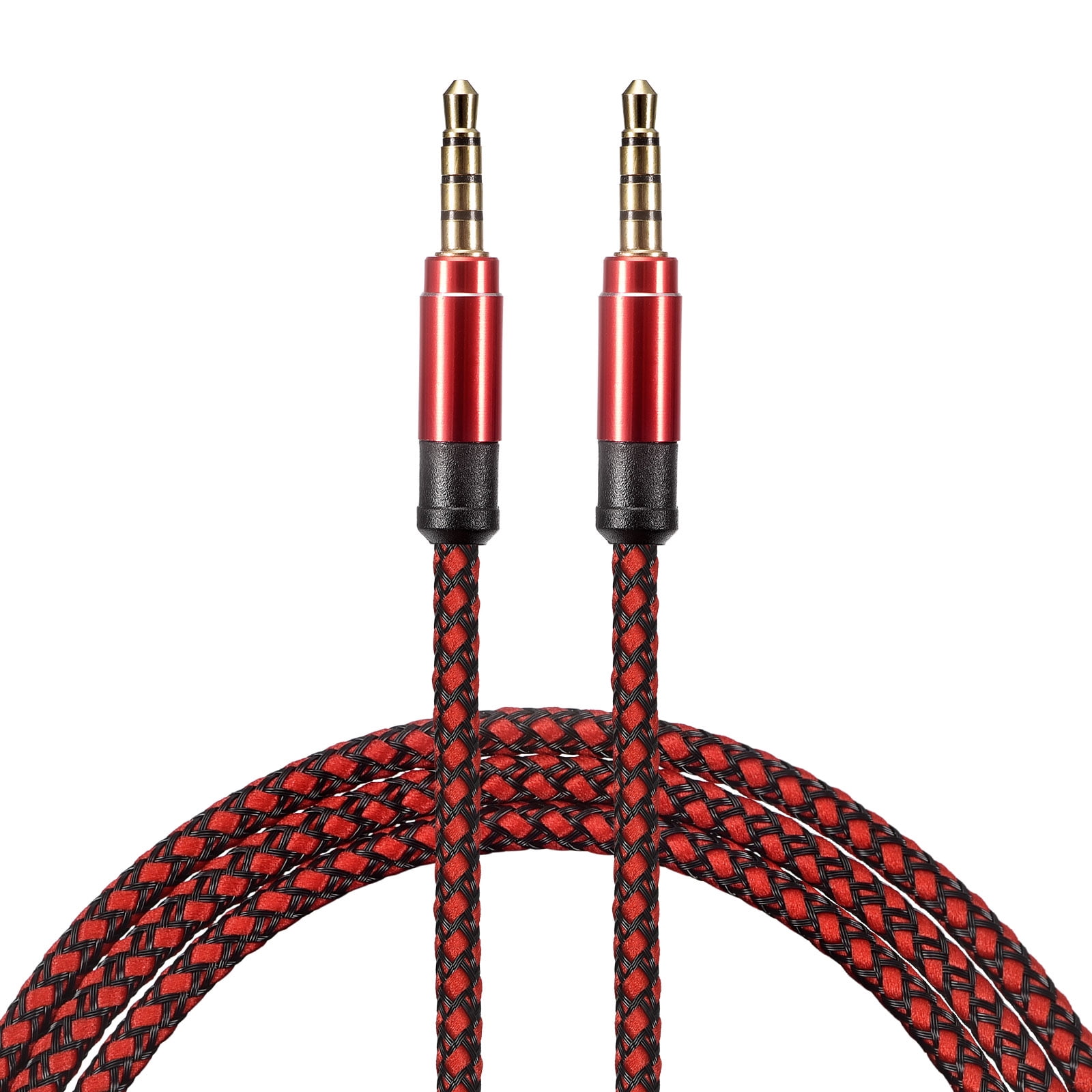 2 Pack Aux Cable 3.5mm Male to Male Nylon Braided 5Ft 4 Pole Hi-Fi ...