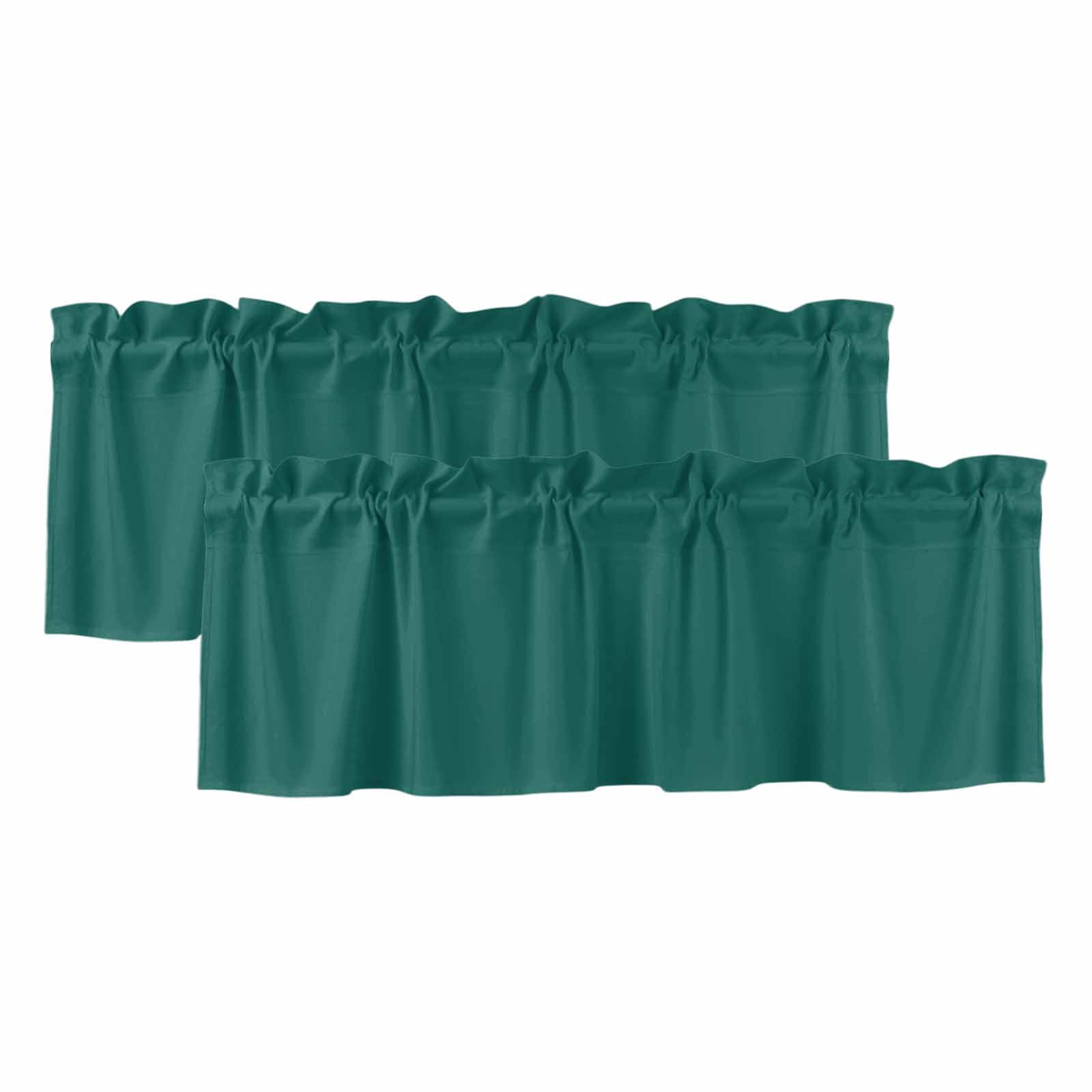 2 Pack Aventurine Valance for Window Emerald Green Solid Color Kitchen ...