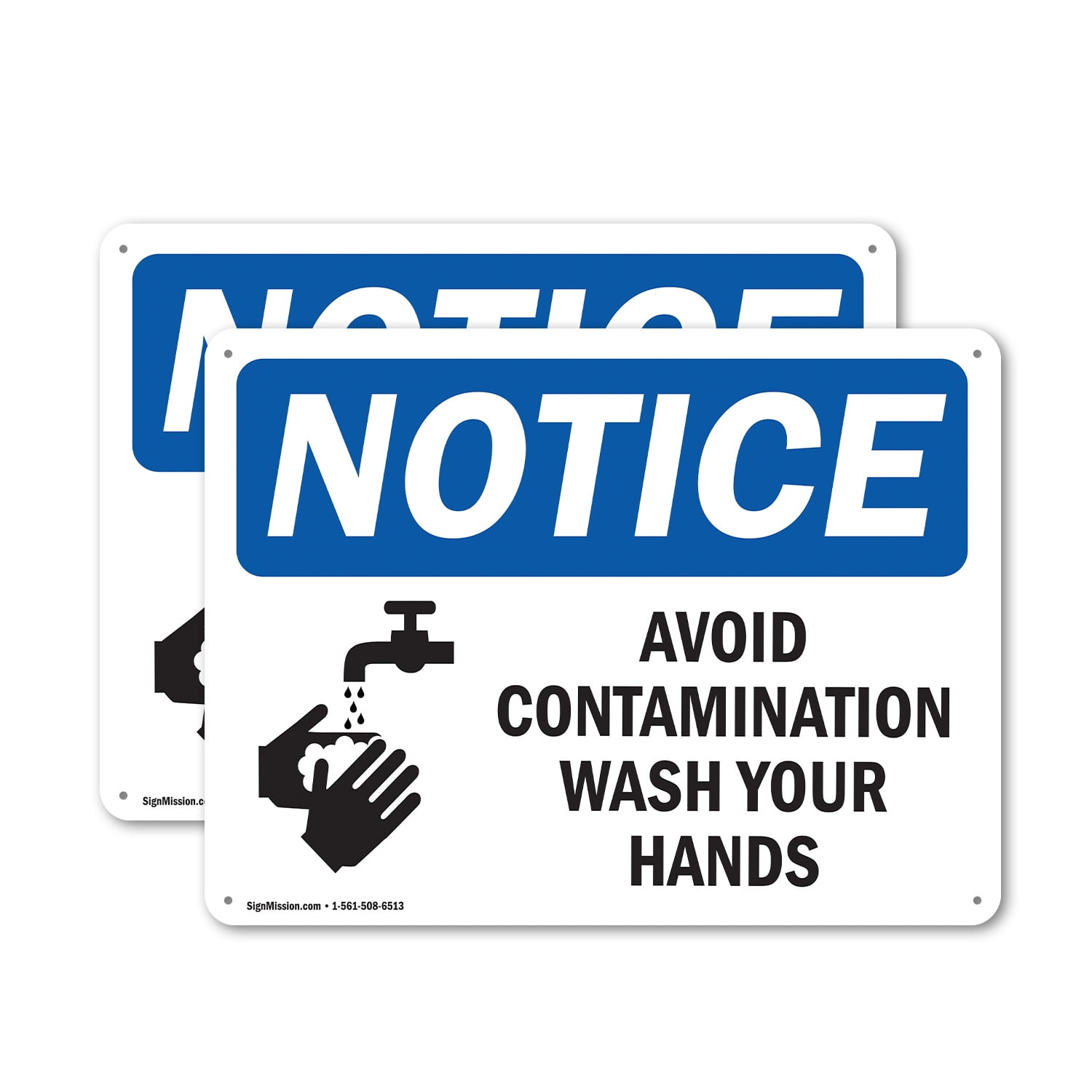 (2 Pack) Avoid Contamination Wash Your Hands OSHA Notice Sign 10 Inch X ...