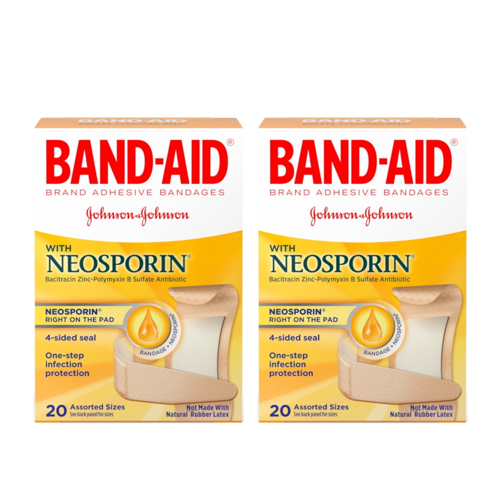 BAND-AID Plus Neosporin Antibacterial Antibiotic Bandages, Assorted ...
