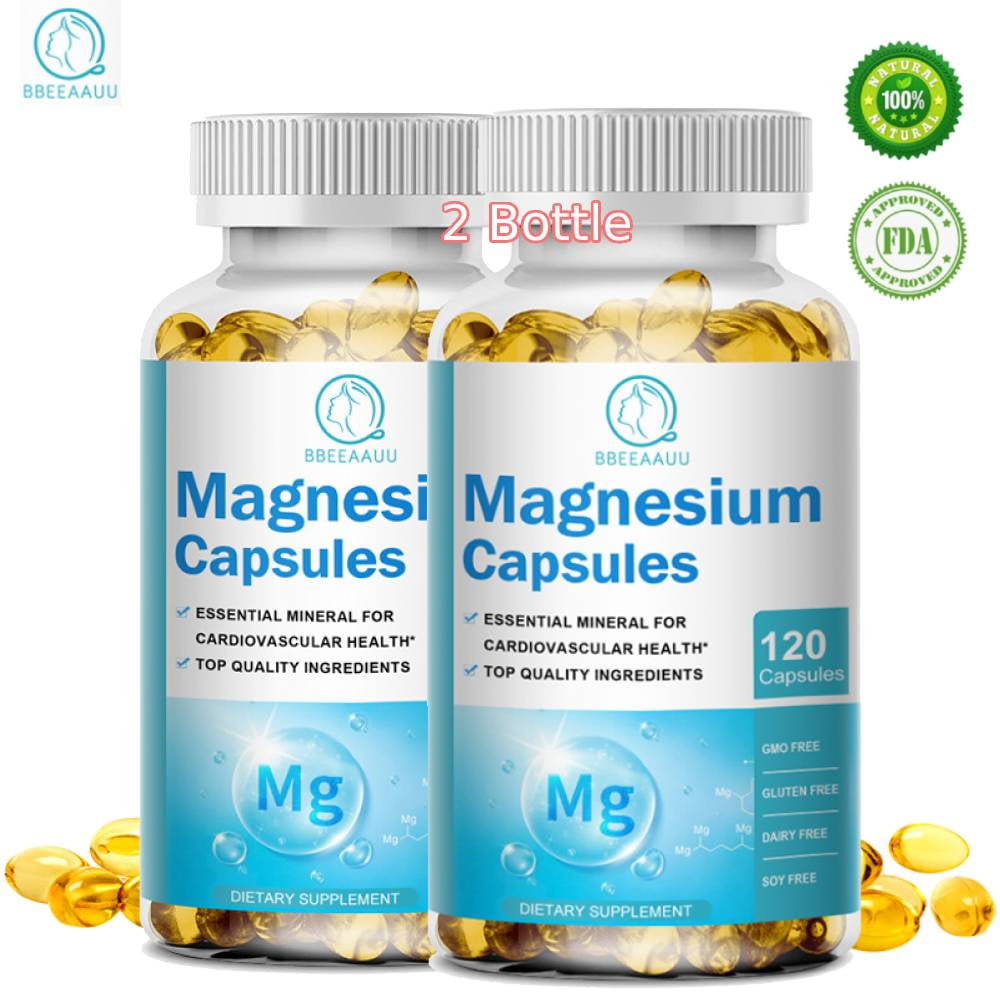 (2 Pack)BBEEAAUU Magnesium Capsules 500mg - Magnesium Glycinate ...