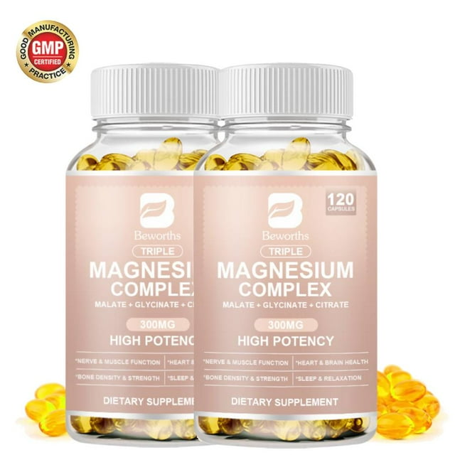 BEWORTHS Triple Magnesium Complex 300mg - Muscle Relaxation & Sleep Aid ...