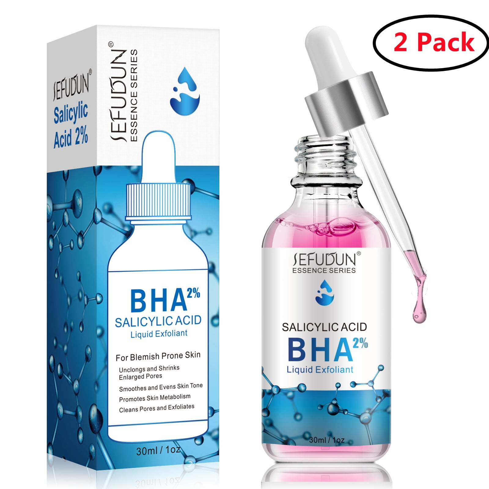 2 Pack BHA Liquid Exfoliant 2%, Leave-on Face & Skin Care Exfoliating ...