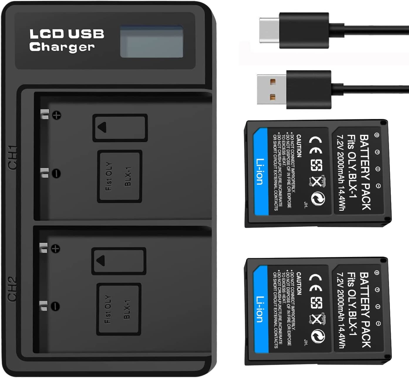 2-Pack BLX-1 Rechargeable Battery and Dual Battery Charge Station for ...
