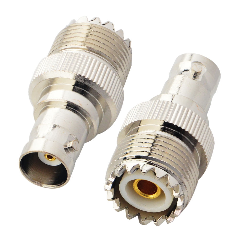 2-Pack BNC Female to UHF Female SO-239 BNC to UHF Jack Coax SO239 Connector for Antennas ...