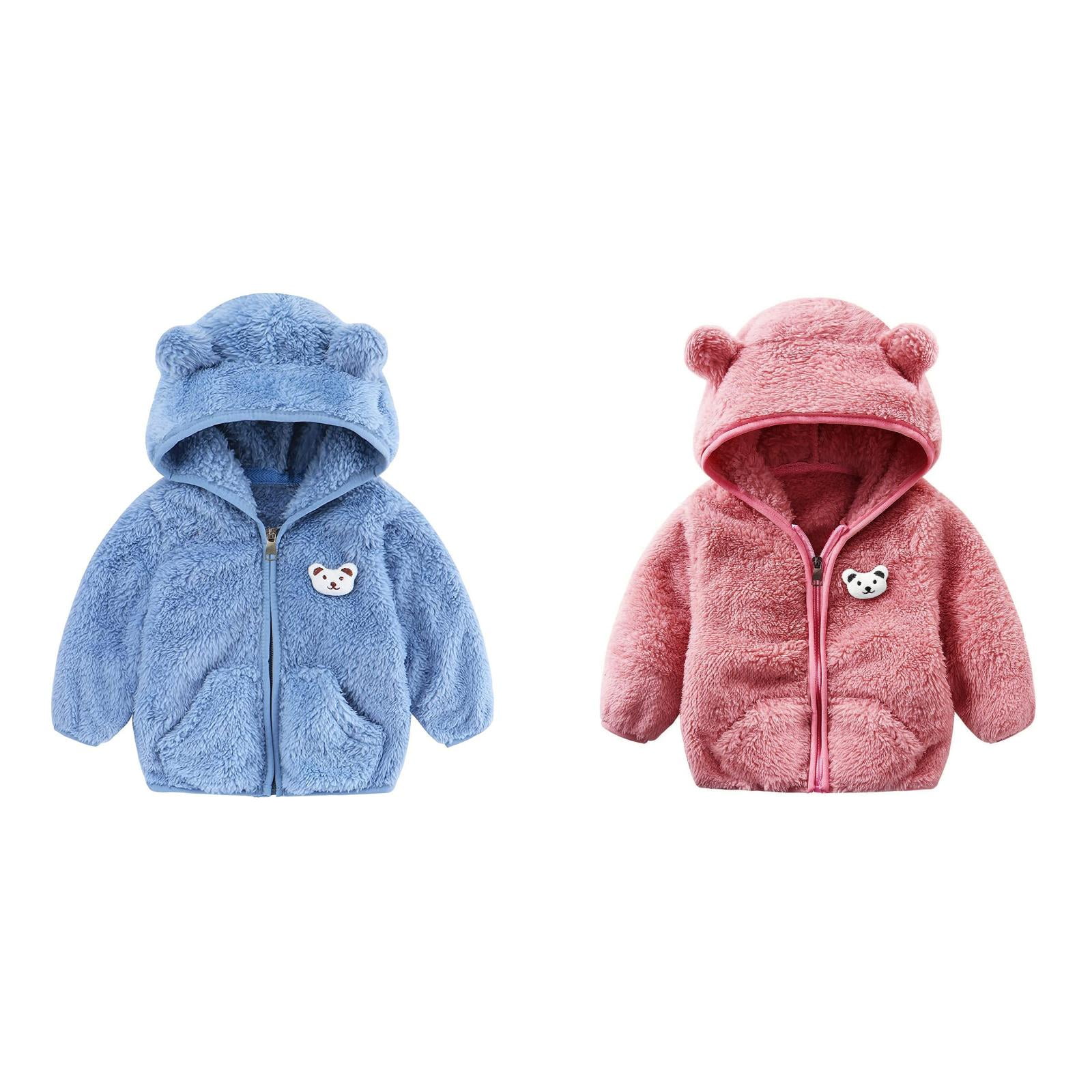 2-Pack,Baby Boys Jacket Bear Ears Hooded Outerwear Zipper Warm Winter Coat Toddler Boy Coat 10 ...