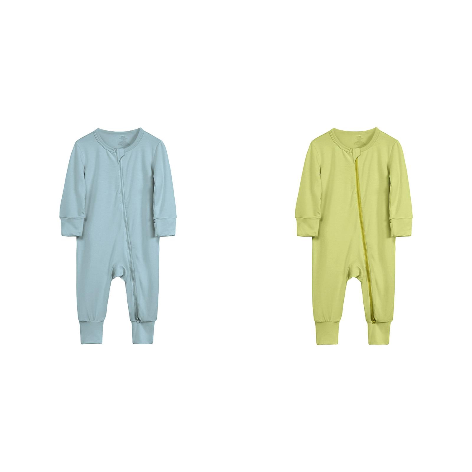 2-Pack,Baby Rompers Footless Pajamas Zipper Long Sleeve Sleeper ...