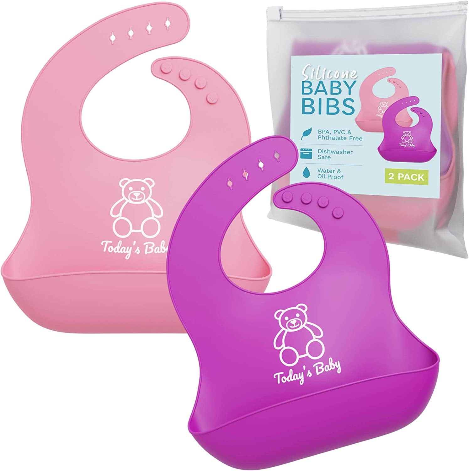 Walmart 2 Pack Feeding Silicone Bibs Set for Kids with Food Catch ...