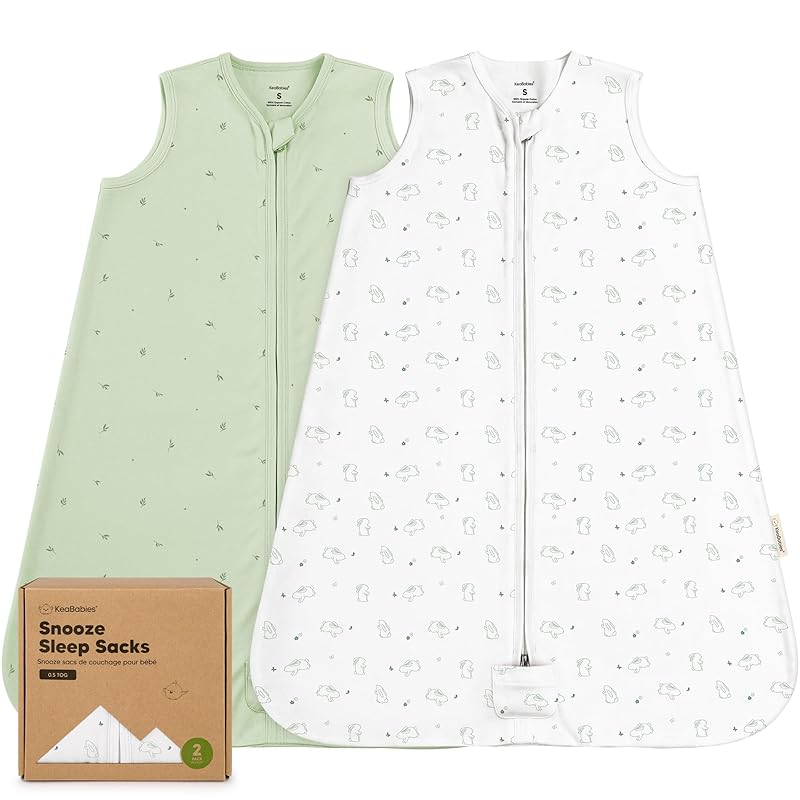 2-Pack Baby Sleep Sacks,Zipper Wearable Blanket - 0.5TOG Organic Cotton ...